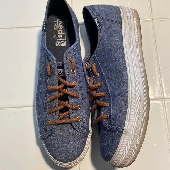 Keds | Shoes | Keds Denim Slip Ons Lift Laced As Slides Worn A Few ...